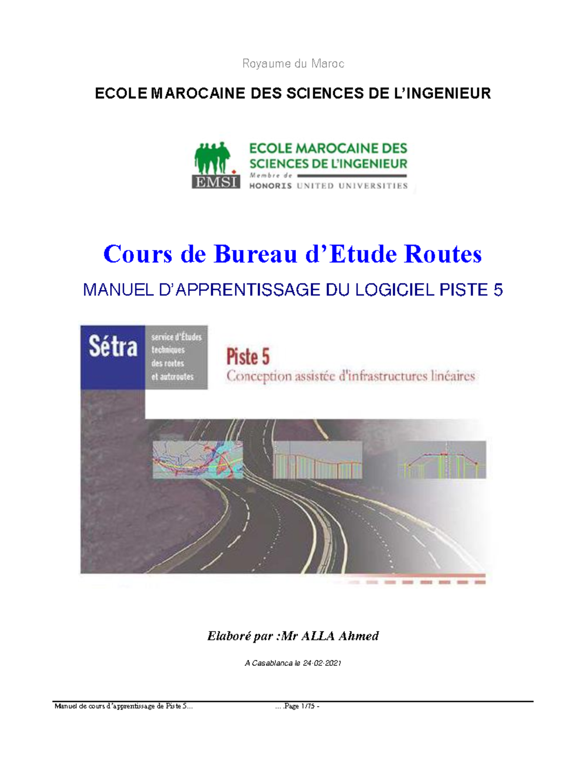 Manuel d'Utilisation du Logiciel Piste 5 - Cours Routes - Studocu