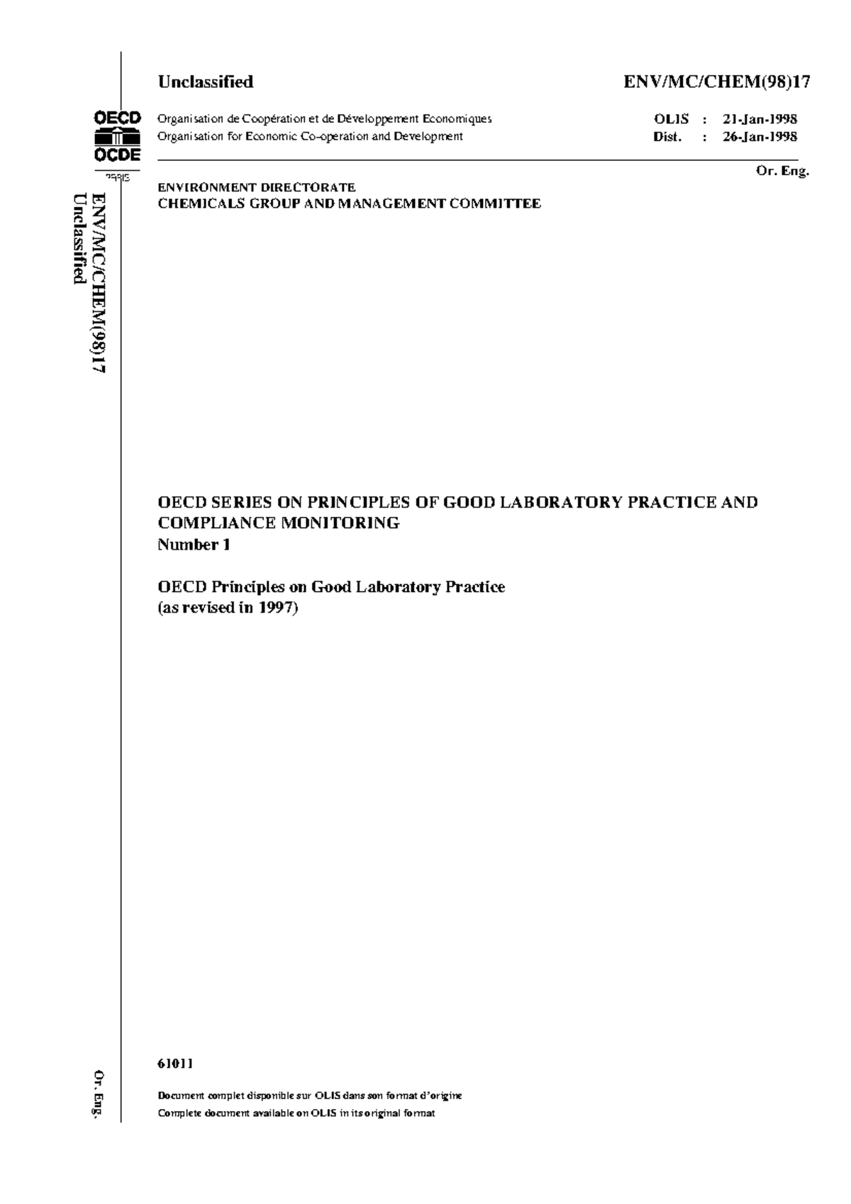 OECD Principles of Good Laboratory Practice (GLP) Overview - ENV-MC ...