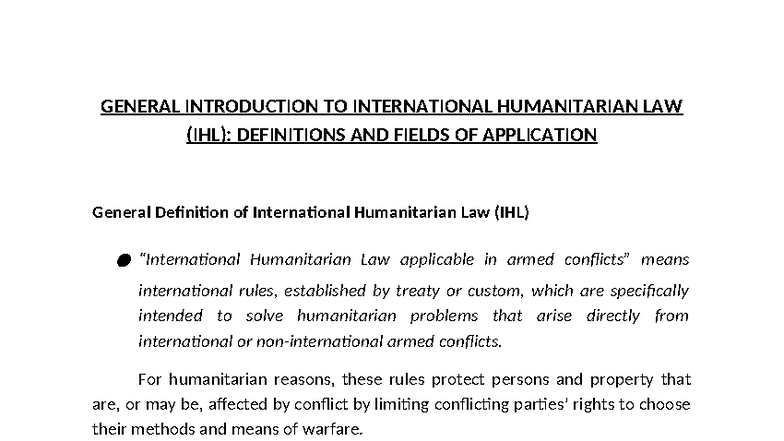 IHL 101: Intro to International Humanitarian Law - Key Concepts and ...