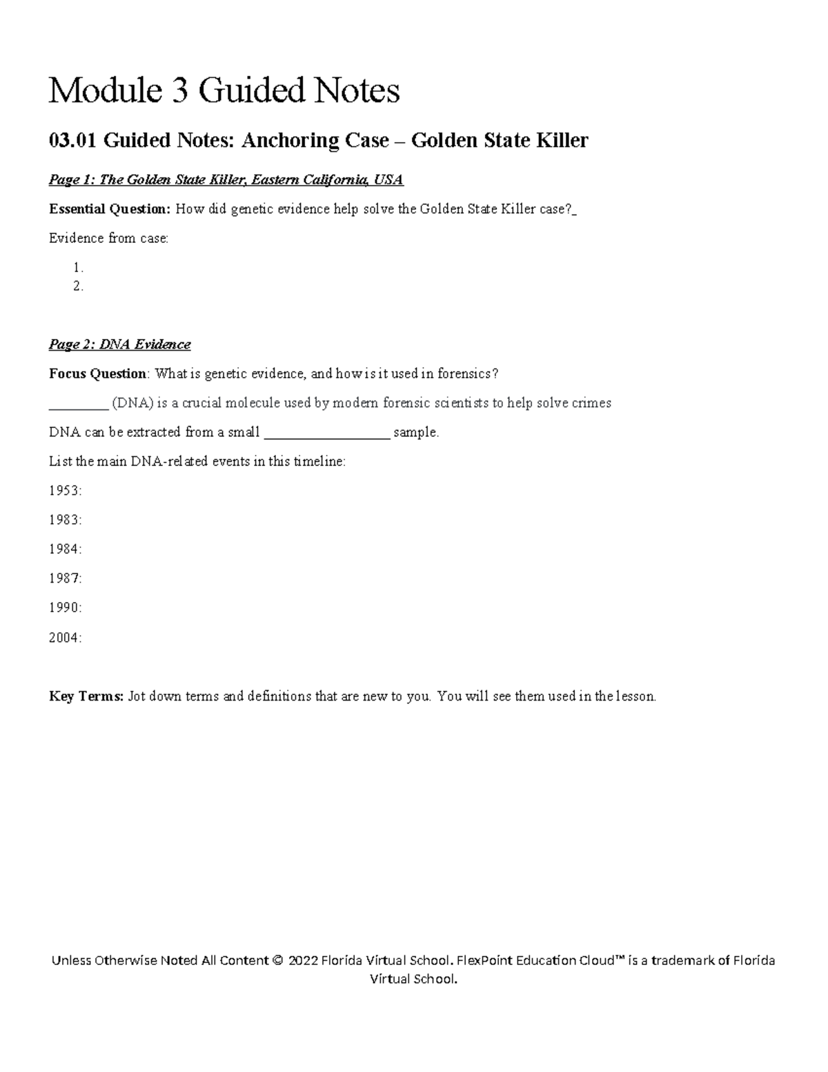 Guided Notes: Genetic Evidence in Forensics (Module 3) - Studocu