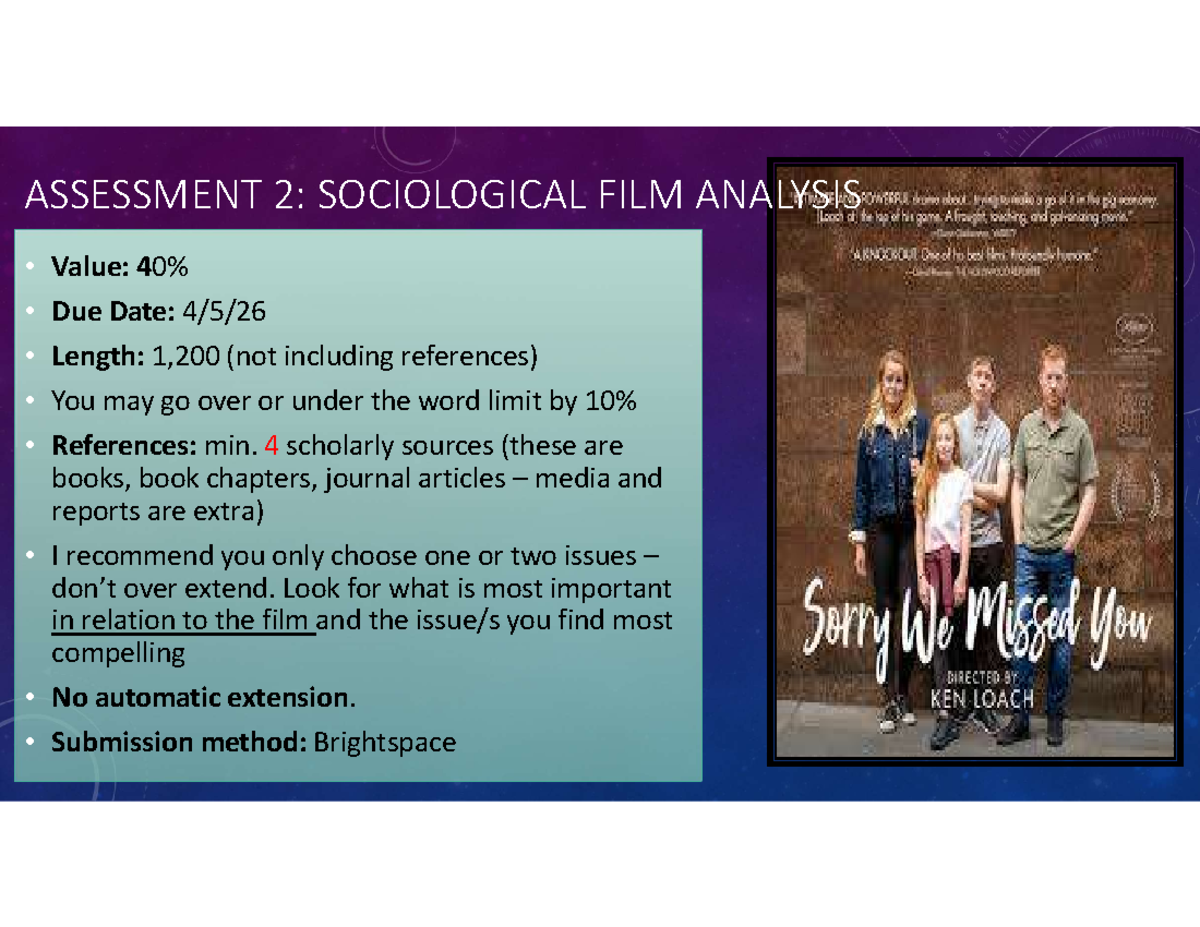 Assessment 2: Sociological Film Analysis - Studocu