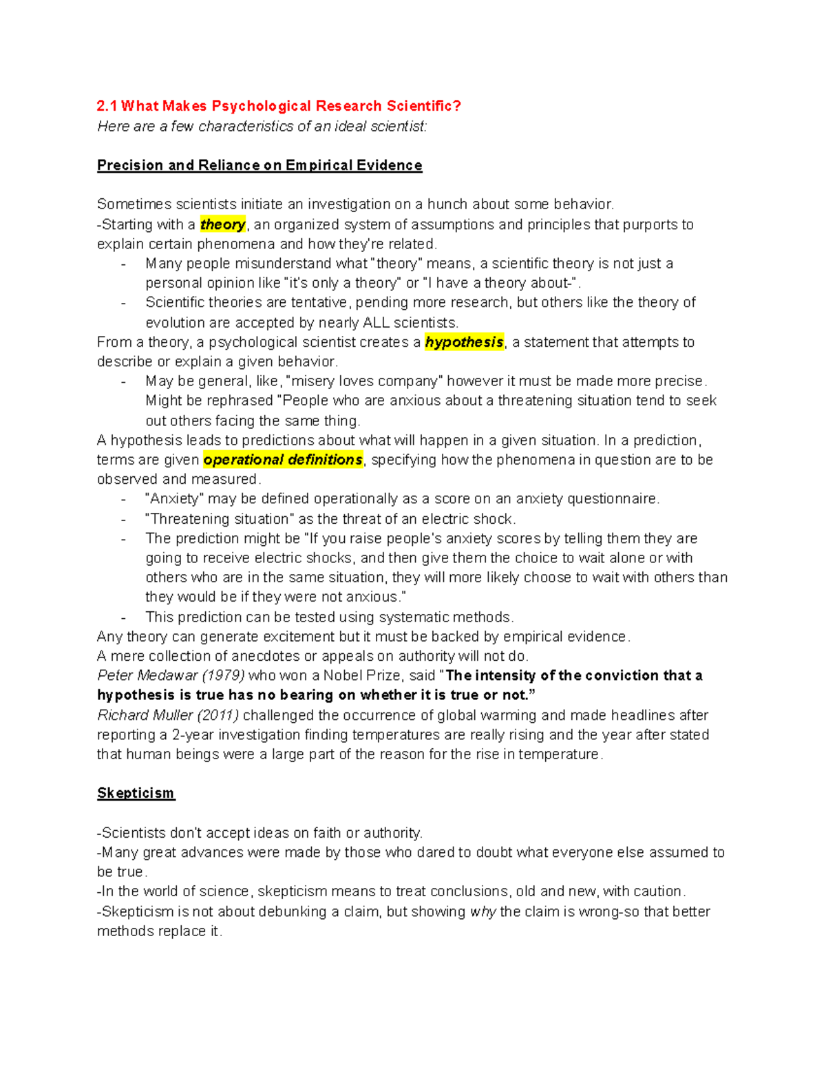 Psychological Research Methods: An Overview of Chapter 2 - 2 What Makes ...