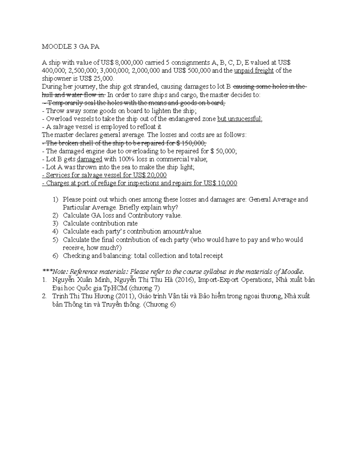 Moodle 3 311 - General Average and Particular Average Analysis - Studocu