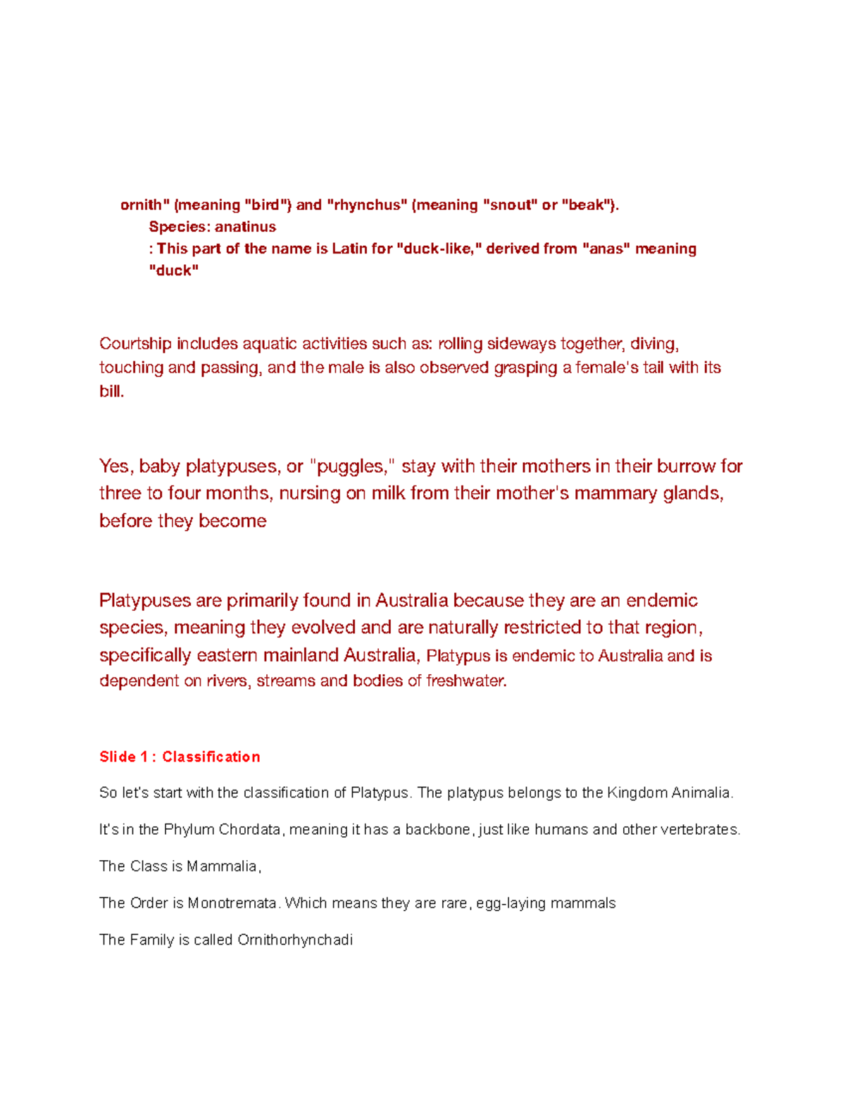 Biol 211: Understanding the Platypus - Classification, Habitat, and ...