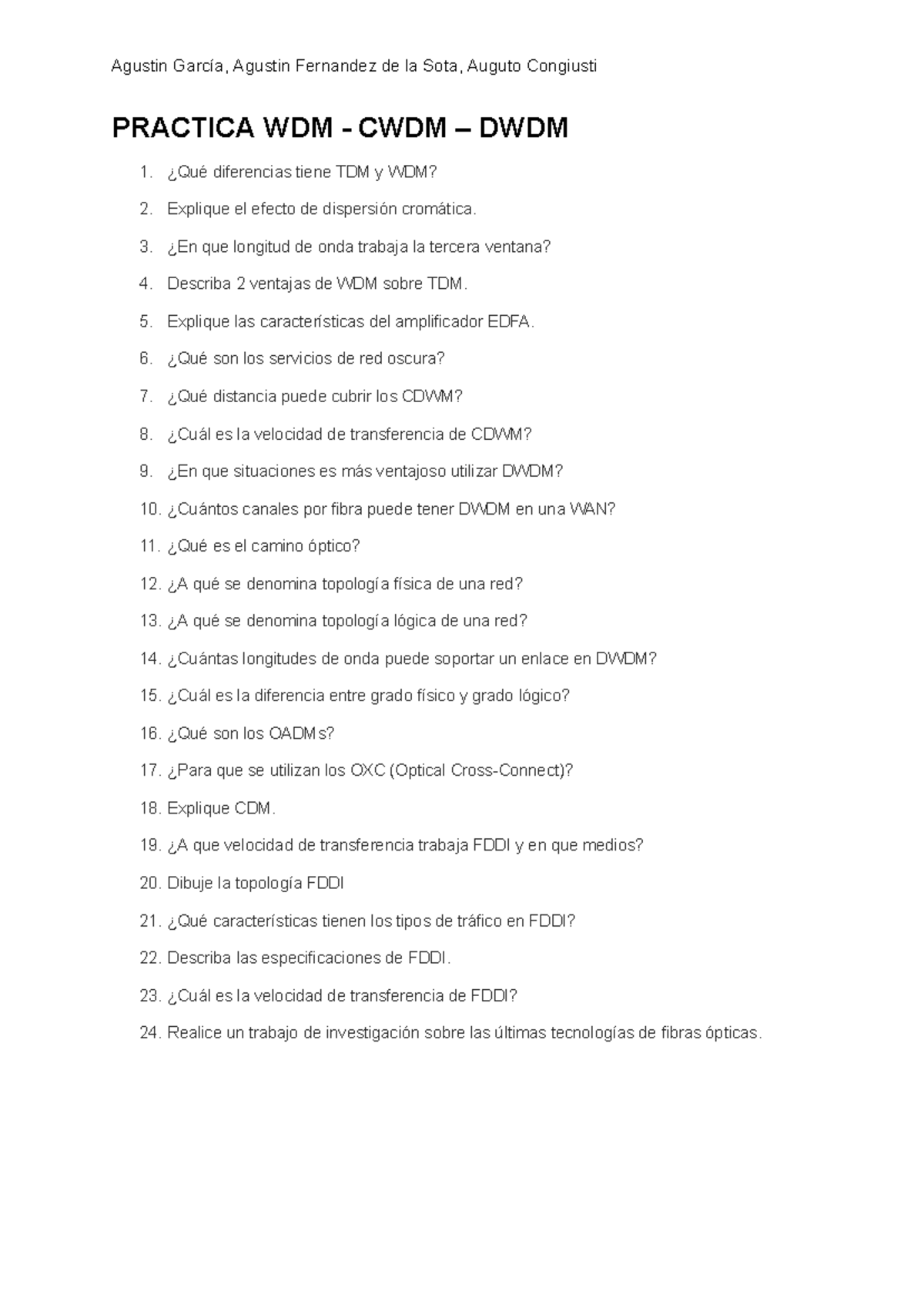 TP WDM - Práctica sobre Multiplexión por Longitud de Onda y Fibra ...