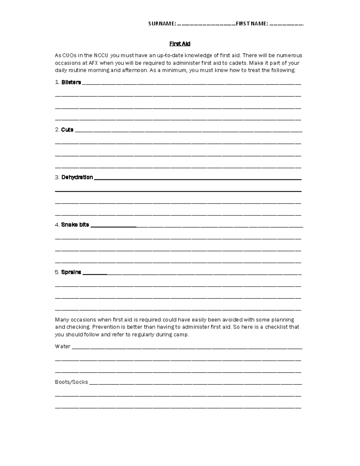 First Aid Guidelines for NCCU Cadets - Important Practices - Studocu