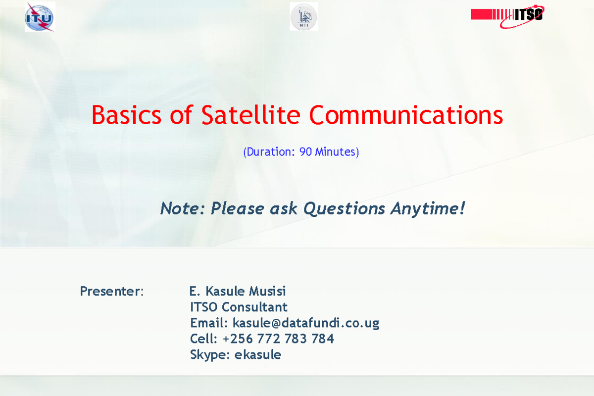 Basics of Satellite Communications: Key Concepts & Insights (ITSO ...
