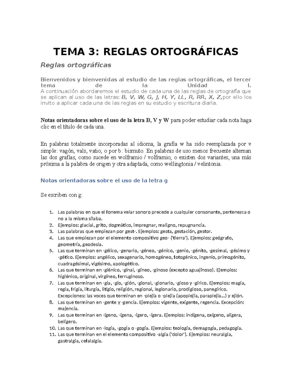 TEMA 3: REGLAS ORTOGRÁFICAS Y SU USO EN LA ESCRITURA - Studocu