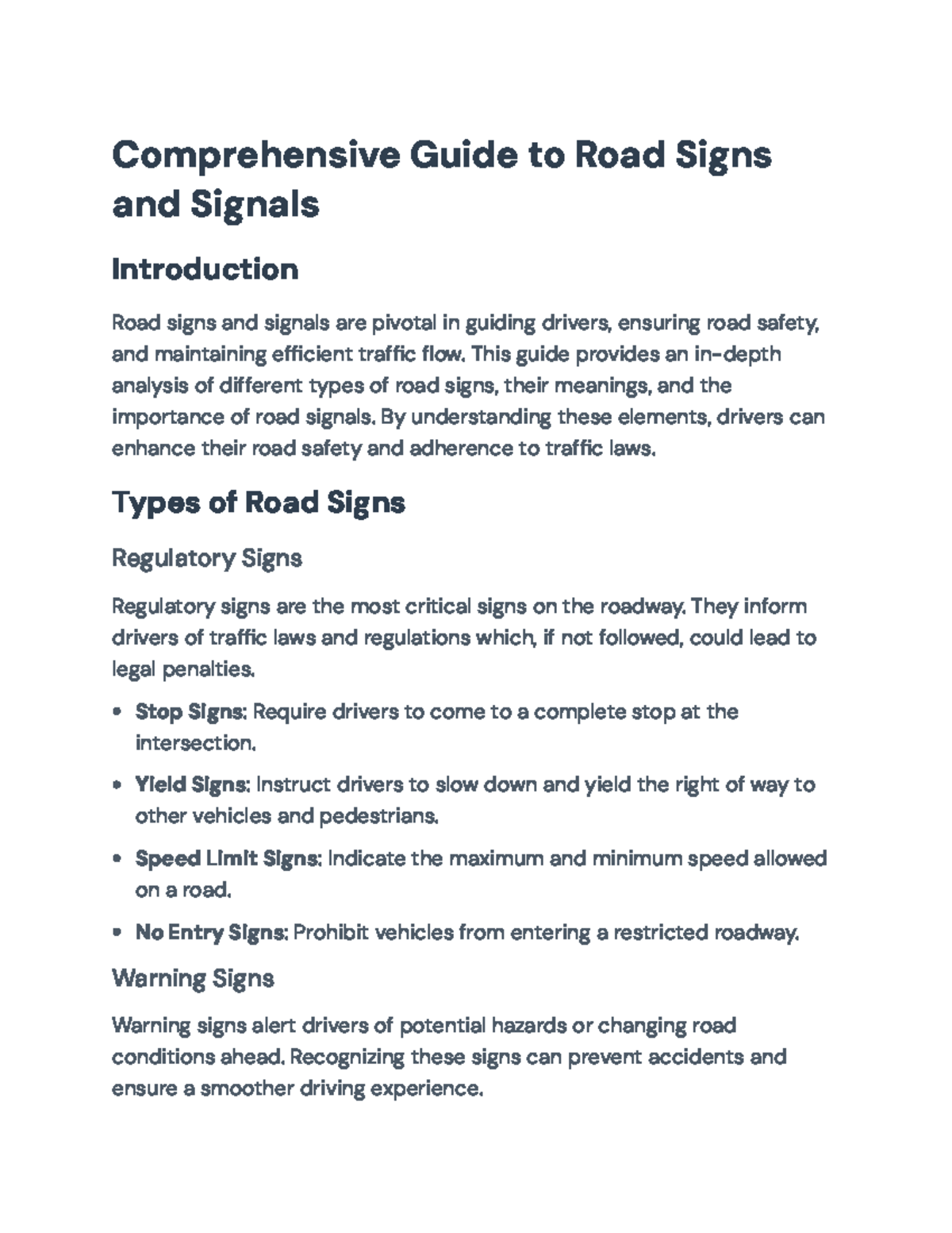 Comprehensive Guide to Road Signs & Signals: Safety & Compliance - Studocu