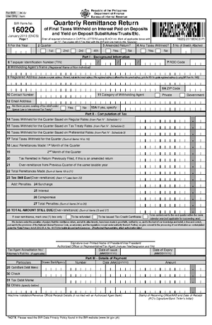 BIR Form 1601-FQ 2020: Final Tax Remittance Return Notes - Studocu