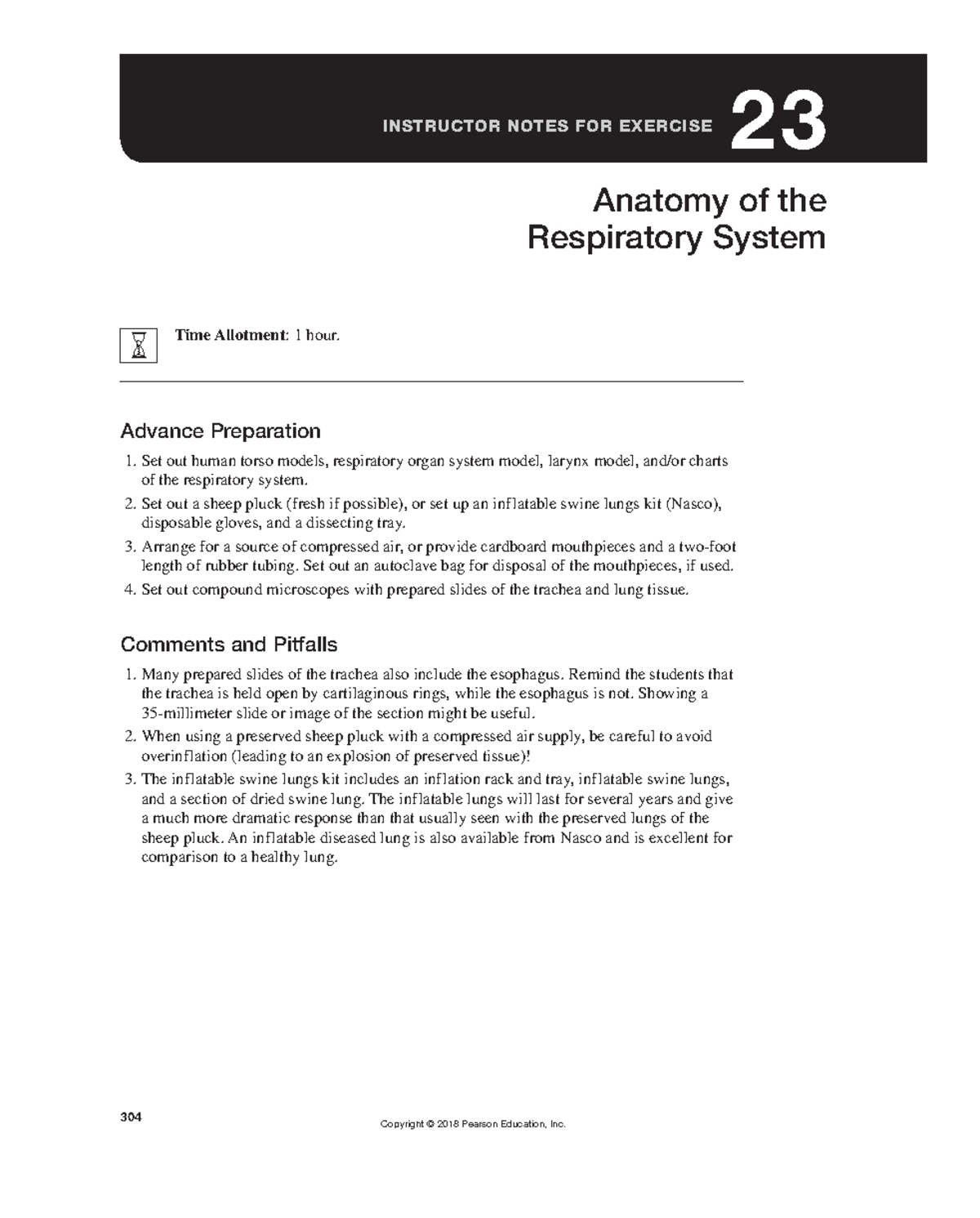 study guide in respiratory system - INSTRUCTOR NOTES FOR EXERCISE 23 ...
