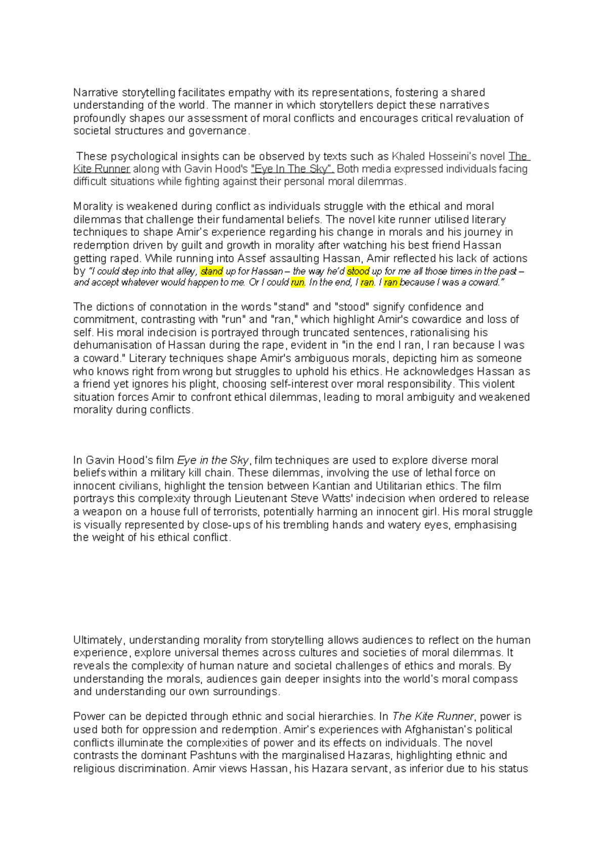 Empathy and Morality in Narrative: Insights from The Kite Runner & Eye ...