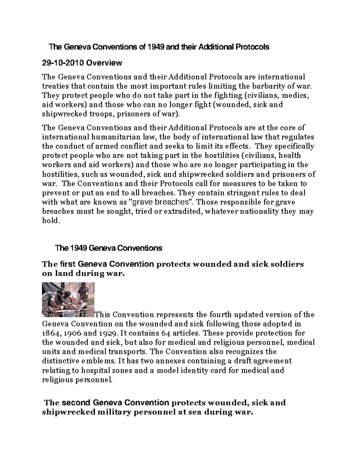 Geneva Conventions 1949: Overview and Additional Protocols Summary ...