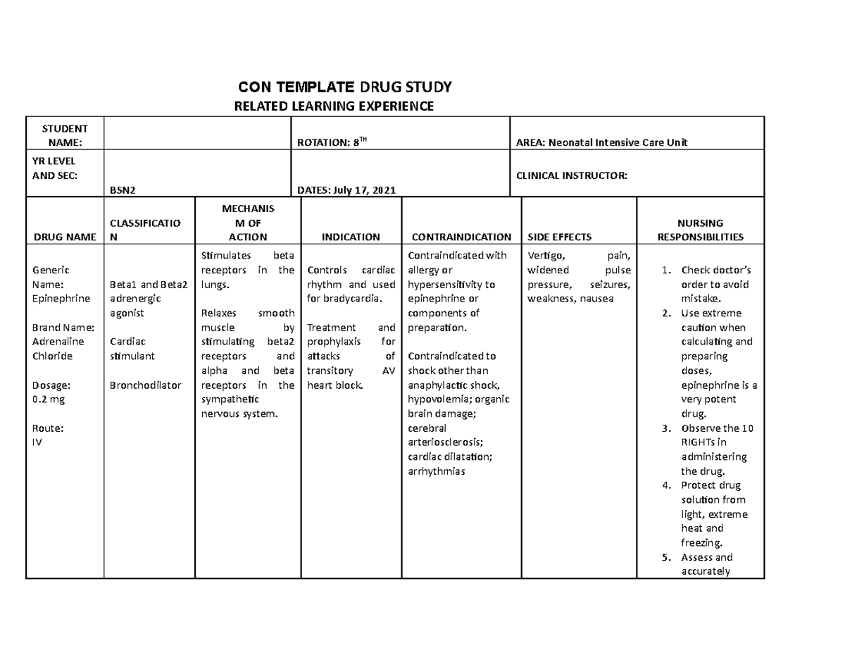 Epinephrine Ampoule Drug Study