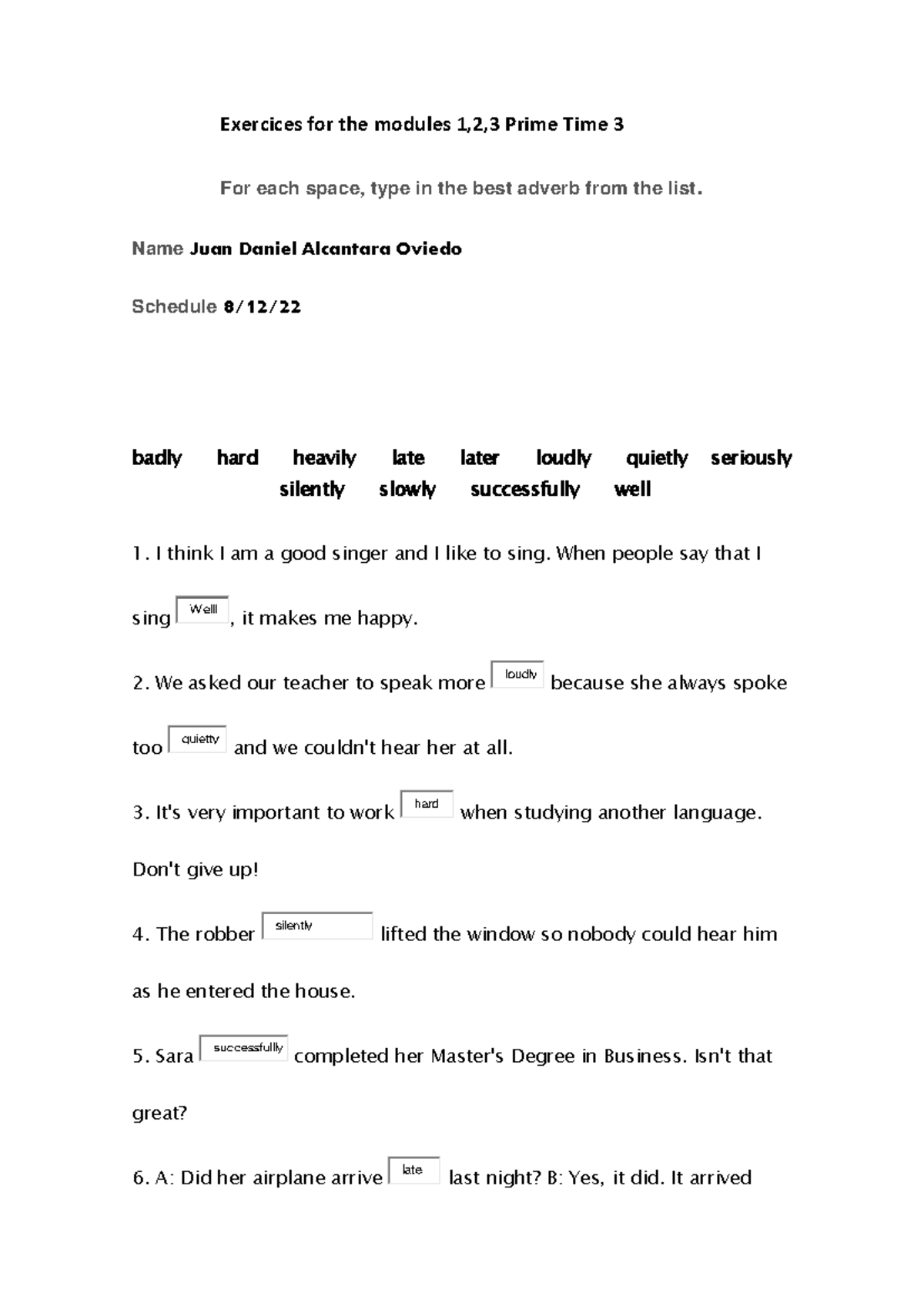 Exercises for Modules 1-2-3 - Prime Time 3 Review Materials - Studocu