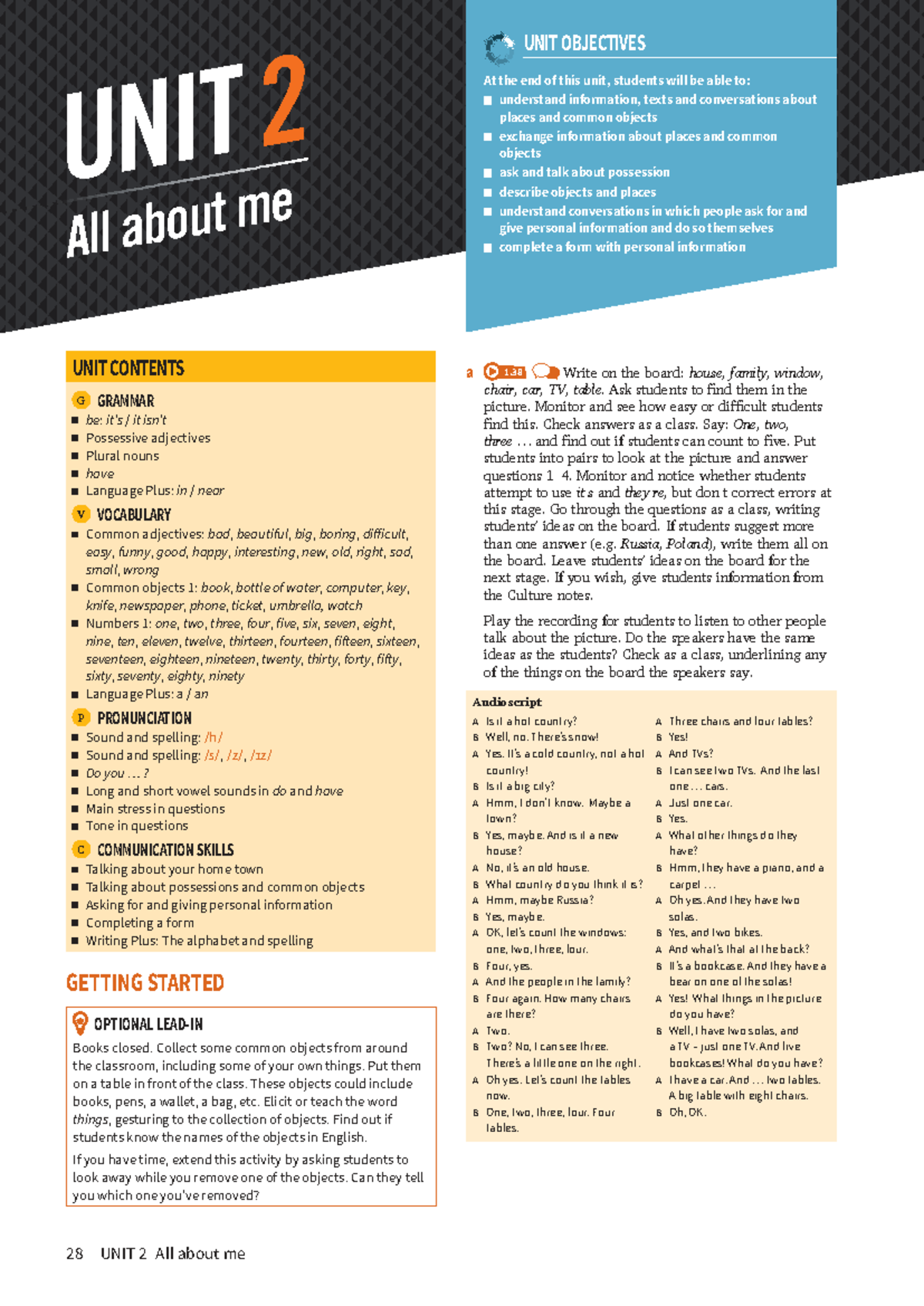 CEE A1 RB TB A4 R - Unit 2: All About Me Objectives and Activities ...