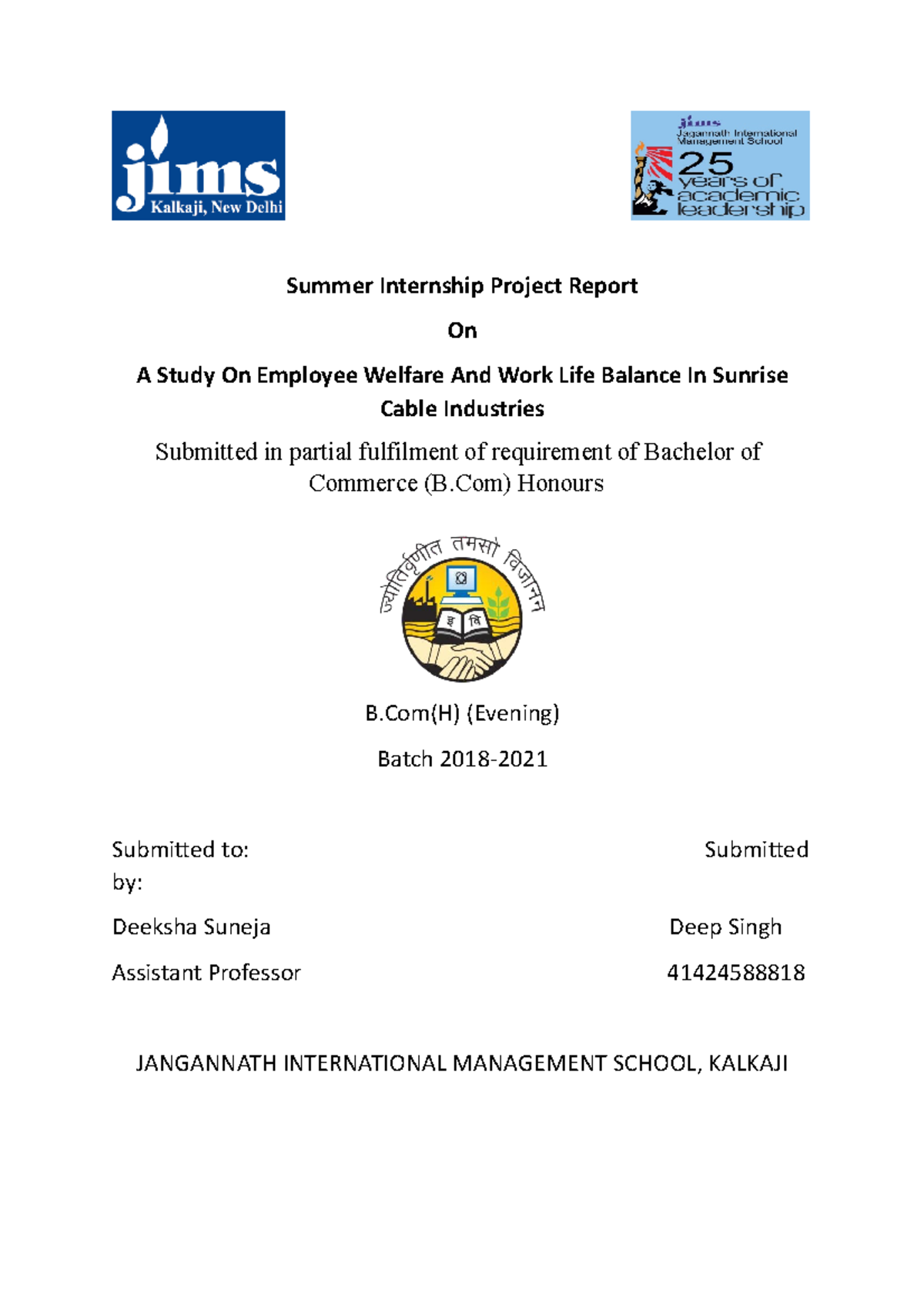 Summer Internship Project Report - First of all, I would like to send ...