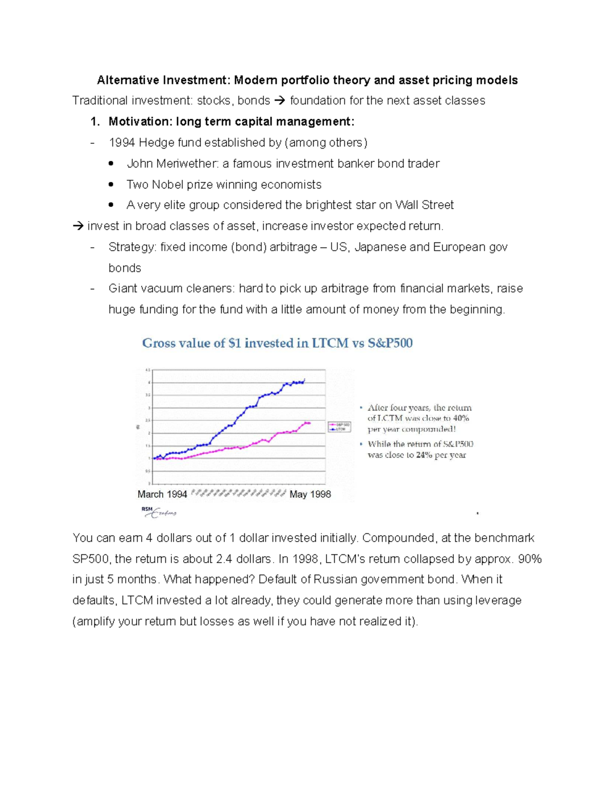 Lecture 1 - Modern Portfolio Theory & Asset Pricing Models - Studeersnel