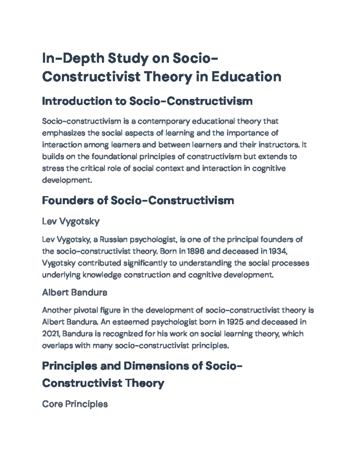 In-Depth Analysis of Socio-Constructivist Theory in Education - Studocu