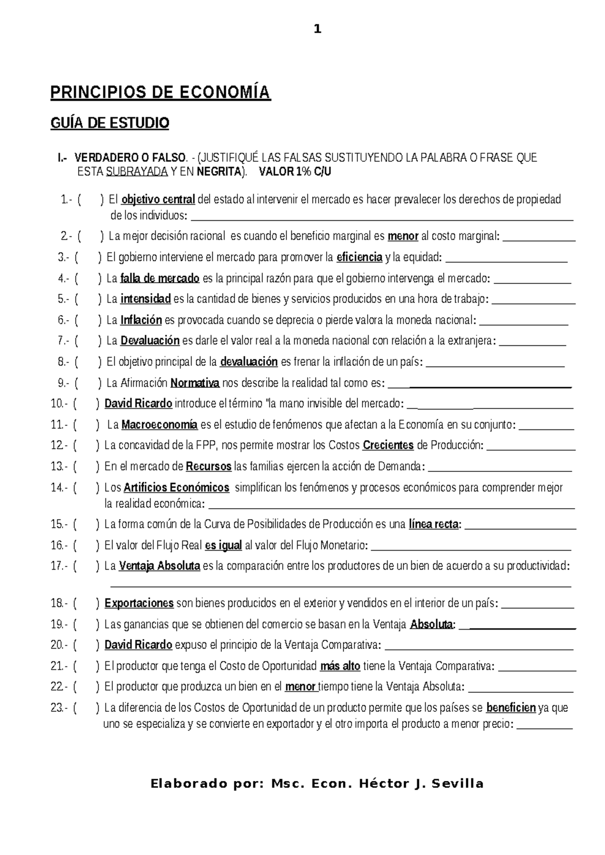 Guía de Estudio: Principios de Economía - 1er Parcial - Studocu