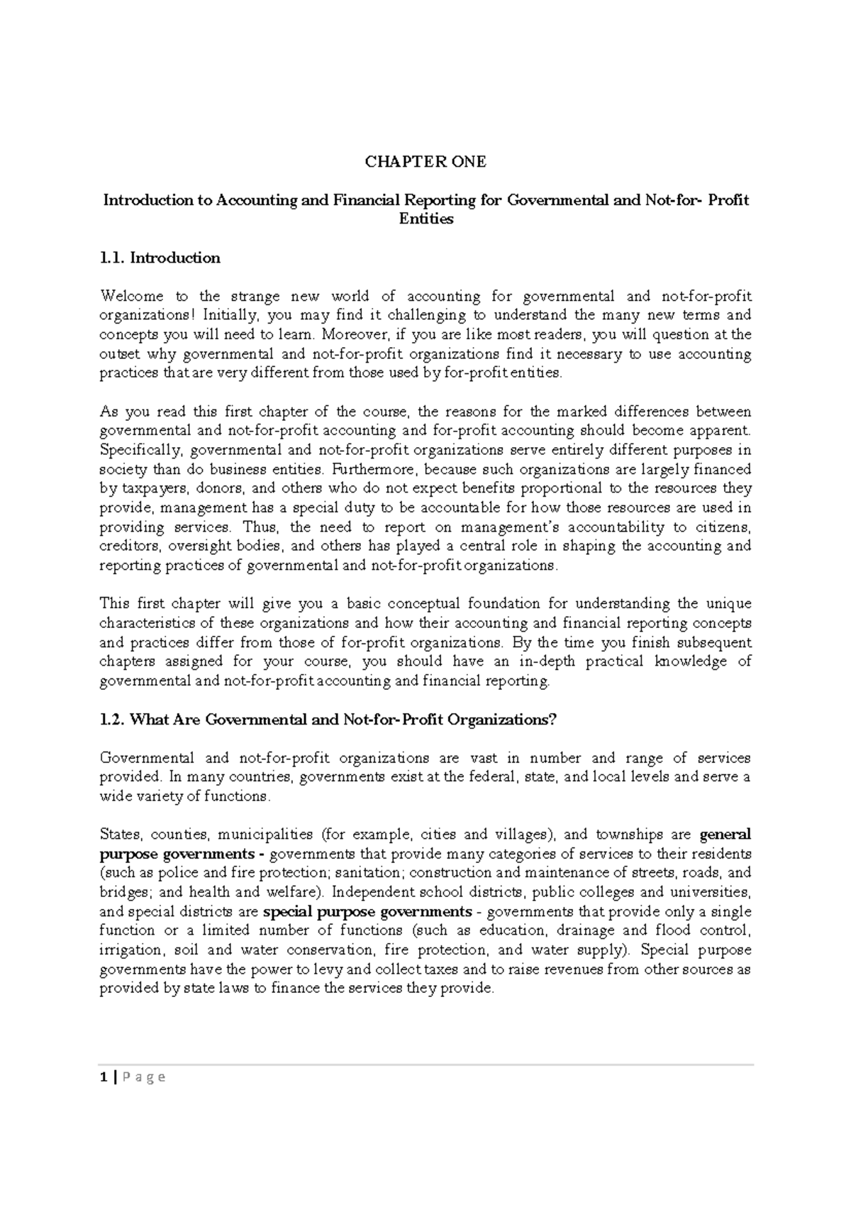 CHAPTER 1: Introduction to Accounting for Governmental & Nonprofit ...