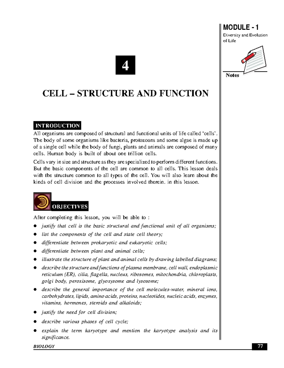Cell Structure and Function Overview - Biology Module 1 - Studocu