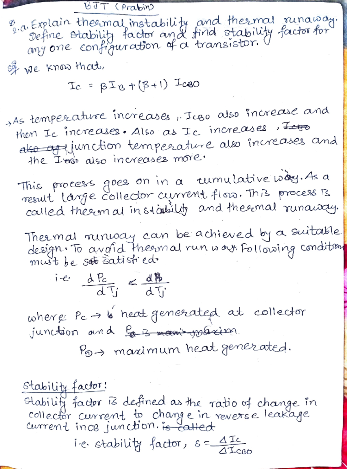 BJT Course - Ch 2: Thermal Instability, Stability Factor & Amplifier ...