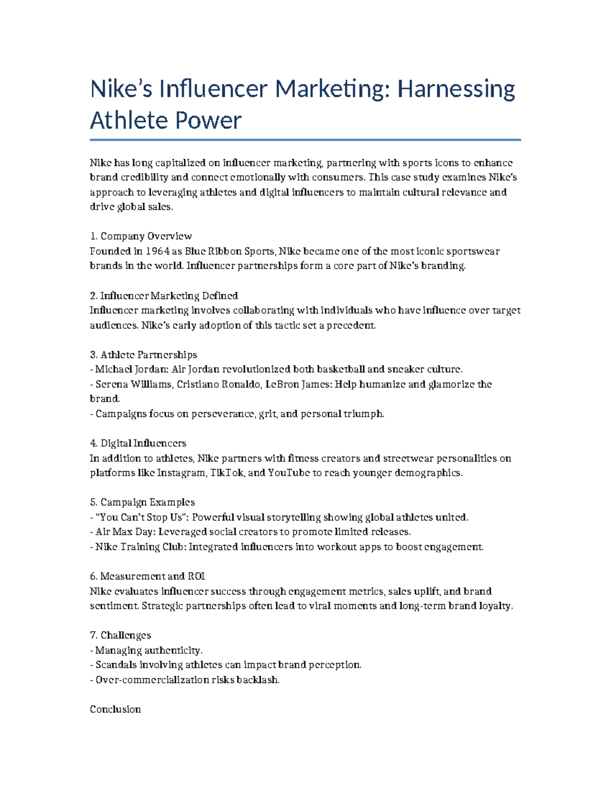 Case Study 2: Nike's Influencer Marketing Strategy Analysis - Studocu