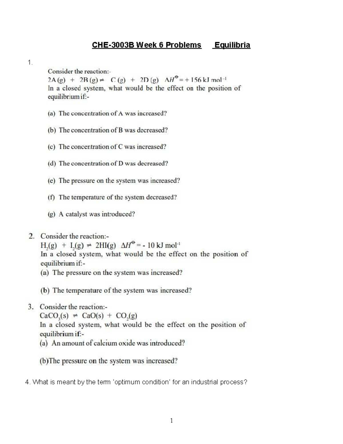 Week 6 Workshop Problems: Understanding Industrial Processes - Studocu