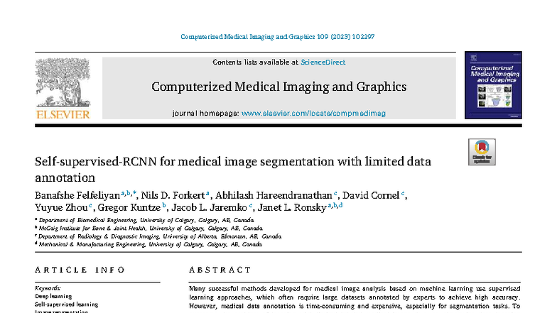 Ss - ddddddddddd - Computerized Medical Imaging and Graphics 109 (2023 ...