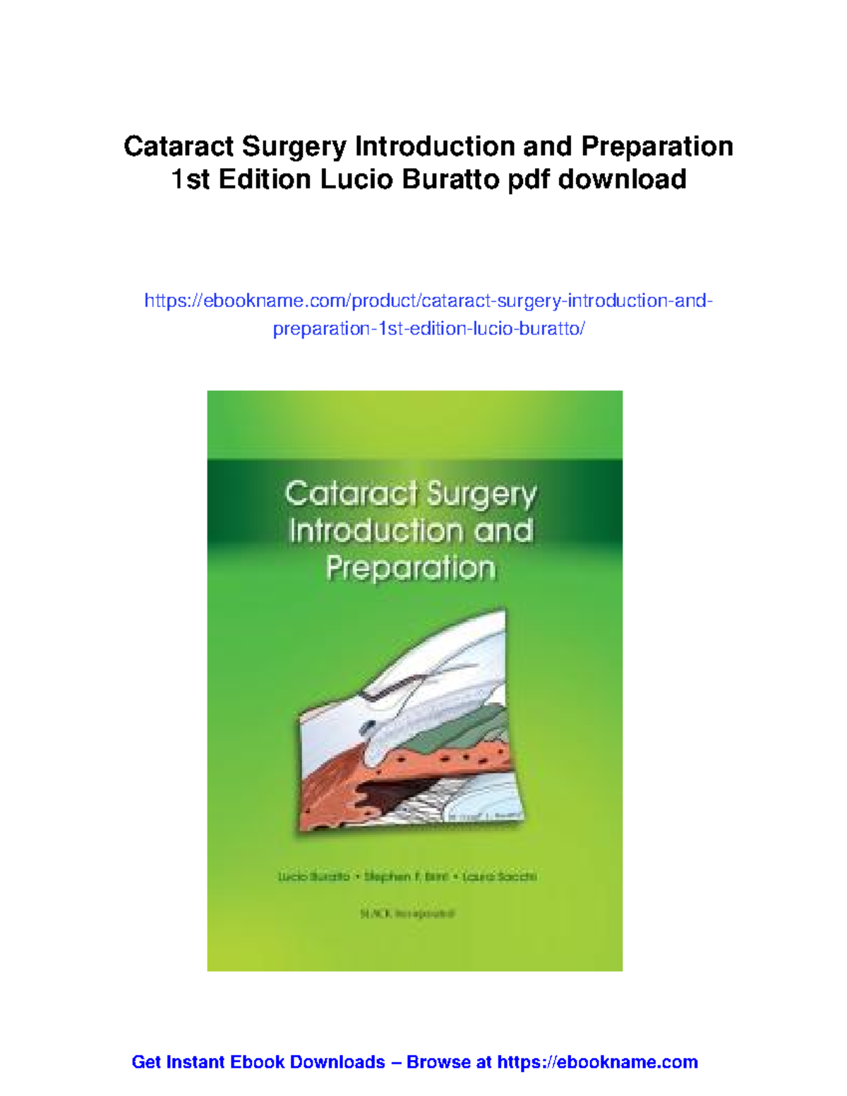 Cataract Surgery: Introduction & Preparation (1st Ed.) by Buratto - Studocu