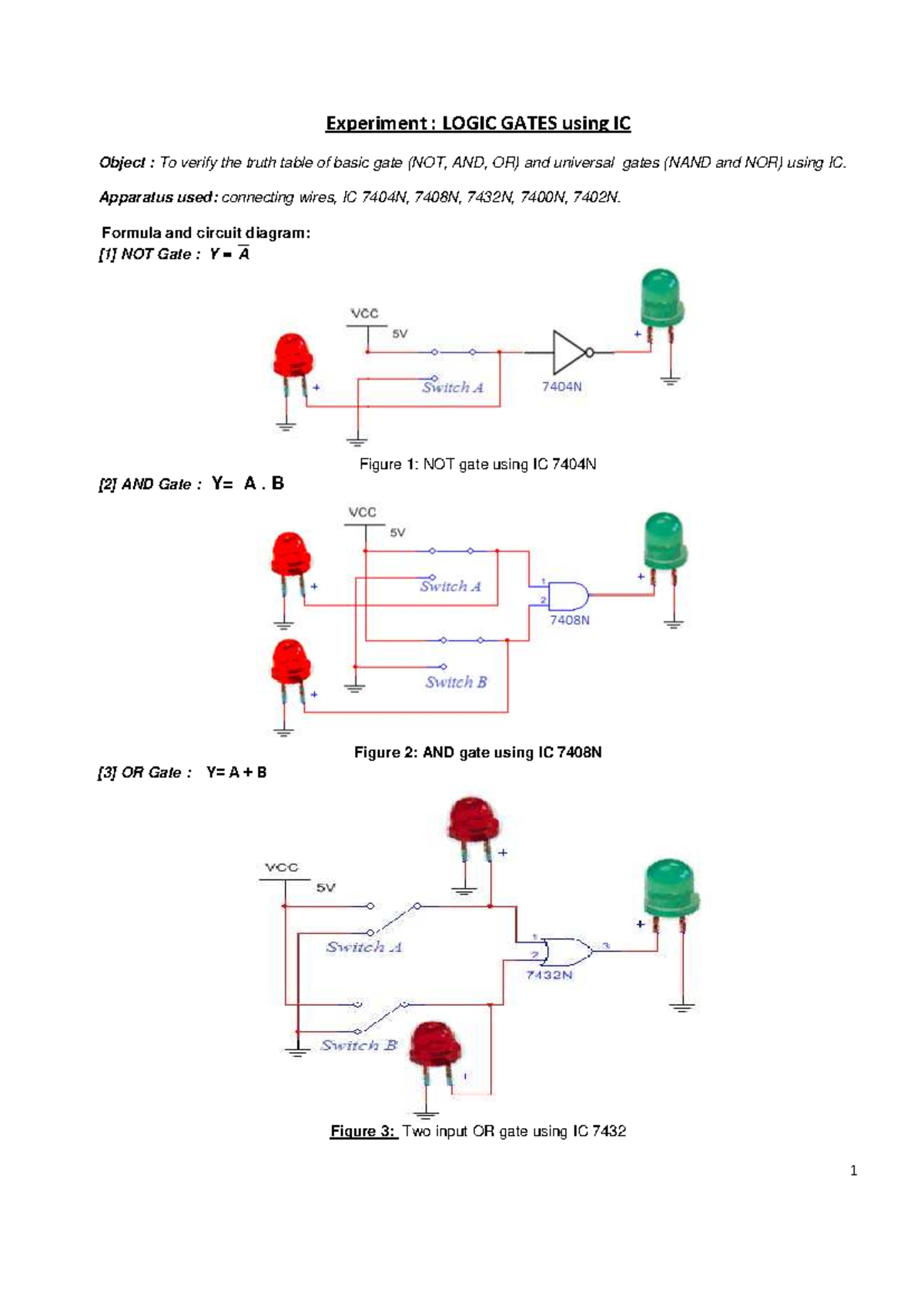Experiment: Logic Gates (ICs) - Truth Table Verification - Studocu