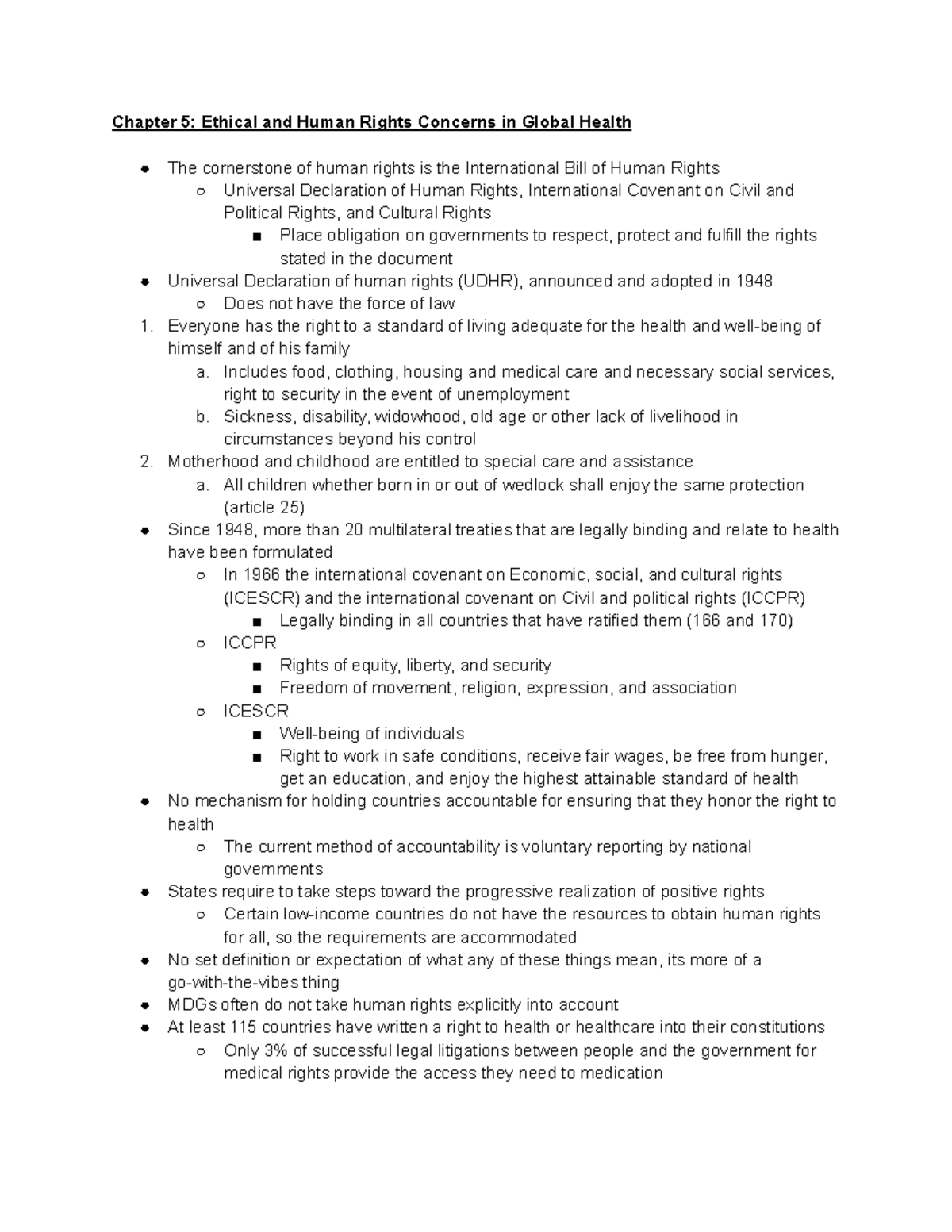Chapter 5 Readings - Global Health 101 - Chapter 5: Ethical and Human ...