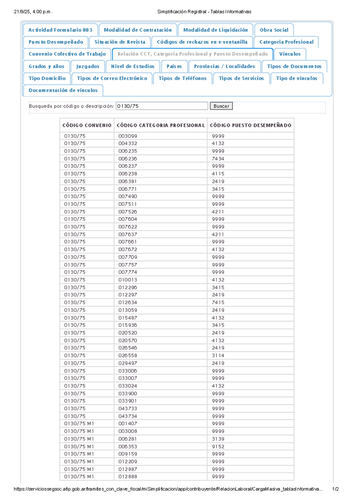4:00 p.m. Simplificación Registral: Tablas Informativas y Códigos - Studocu