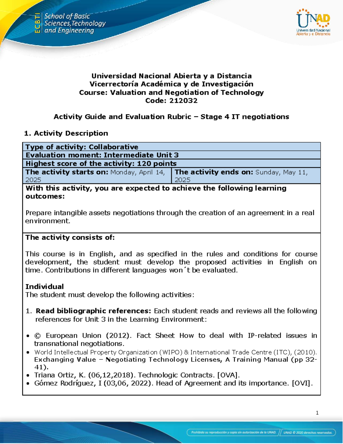 Activity Guide & Evaluation Rubric: Stage 4 IT Negotiations (212032) - Studocu