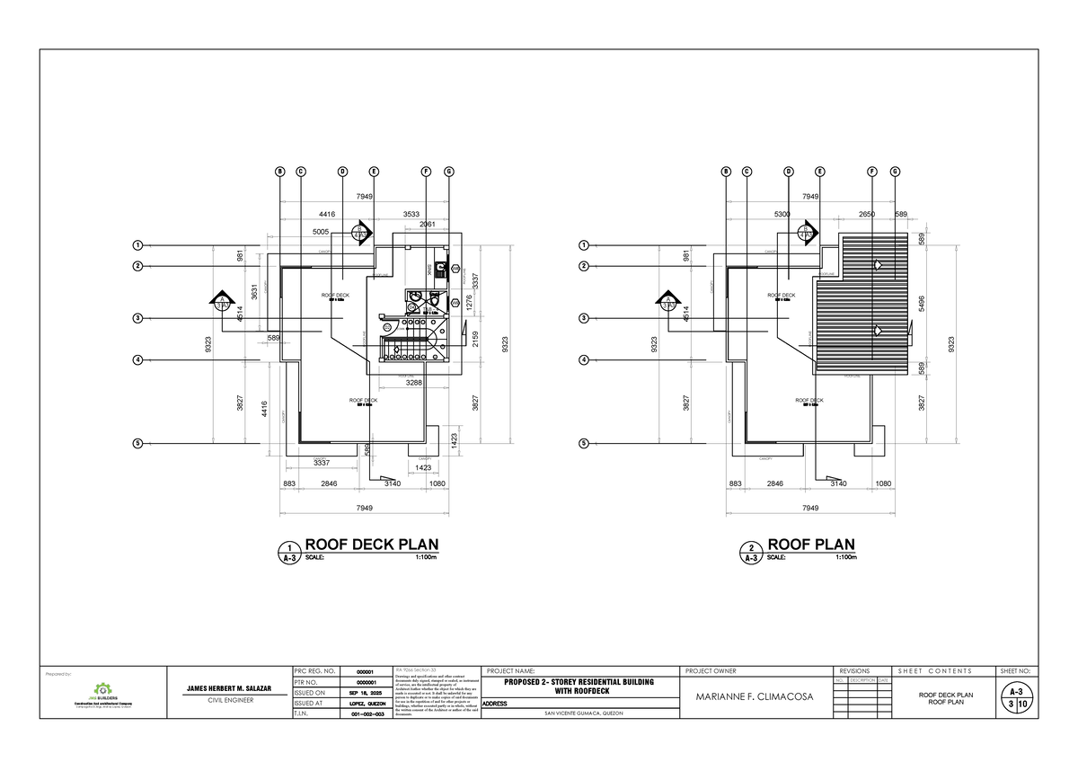 Salazar Architectural Plans - A3 Roof Deck & Canopy Design - Studocu