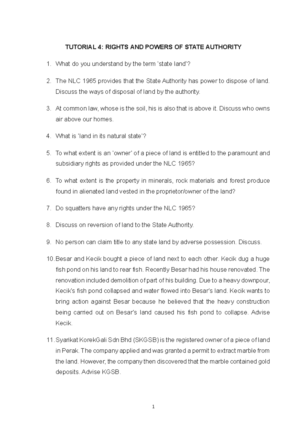 Tutorial 4 - Examining Rights & Powers of State Authority in Land - Studocu