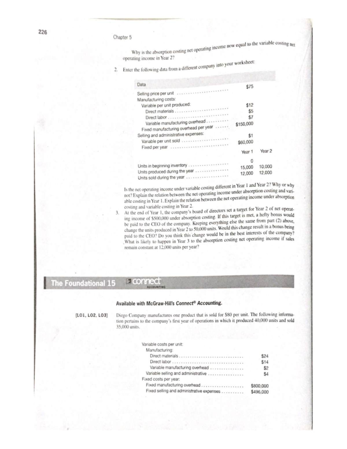 226 Absorption and Variable Costing: Chapter 5 Analysis and Exercises - Studocu
