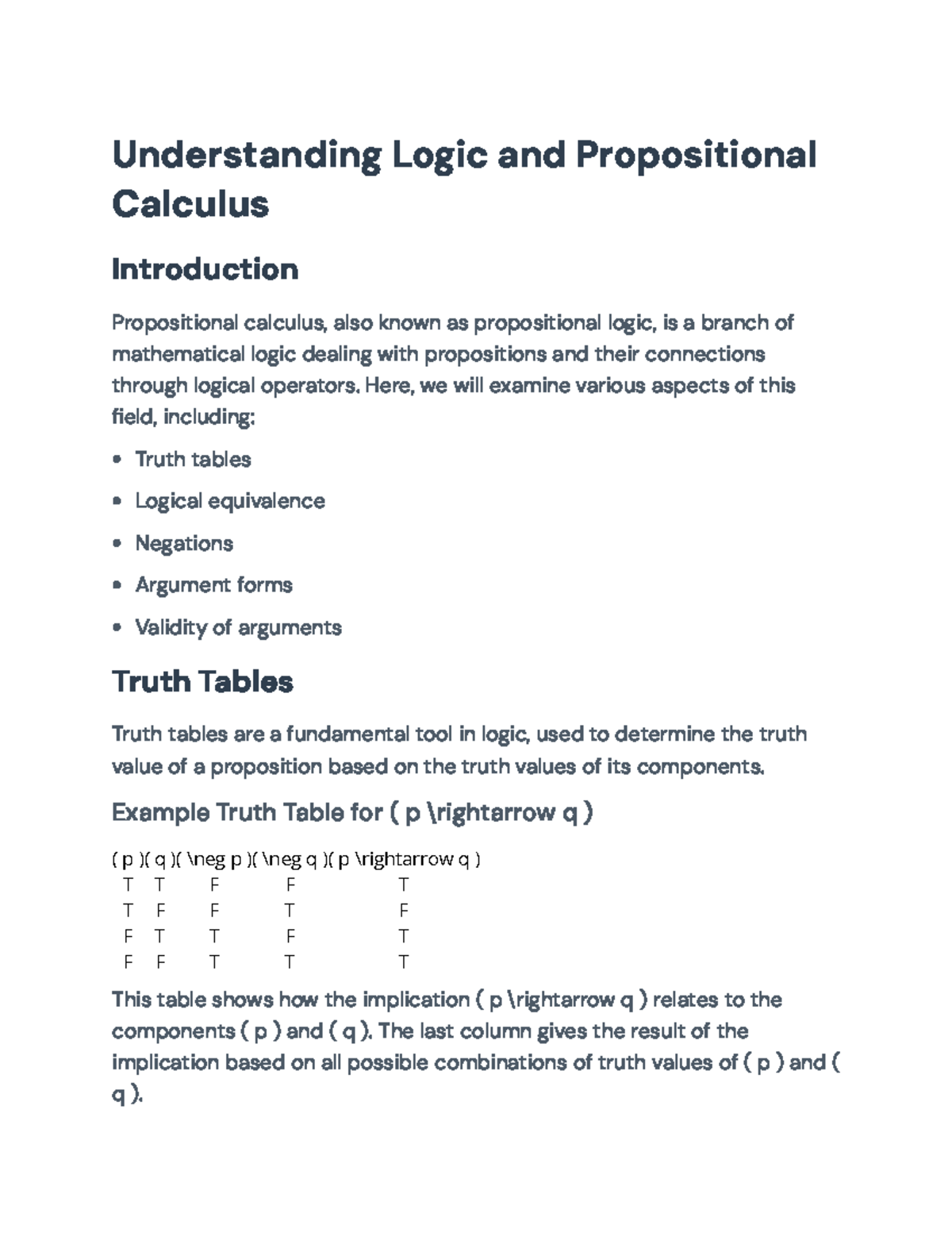 Final Exam Study Notes for Propositional Calculus (MATH101 ...