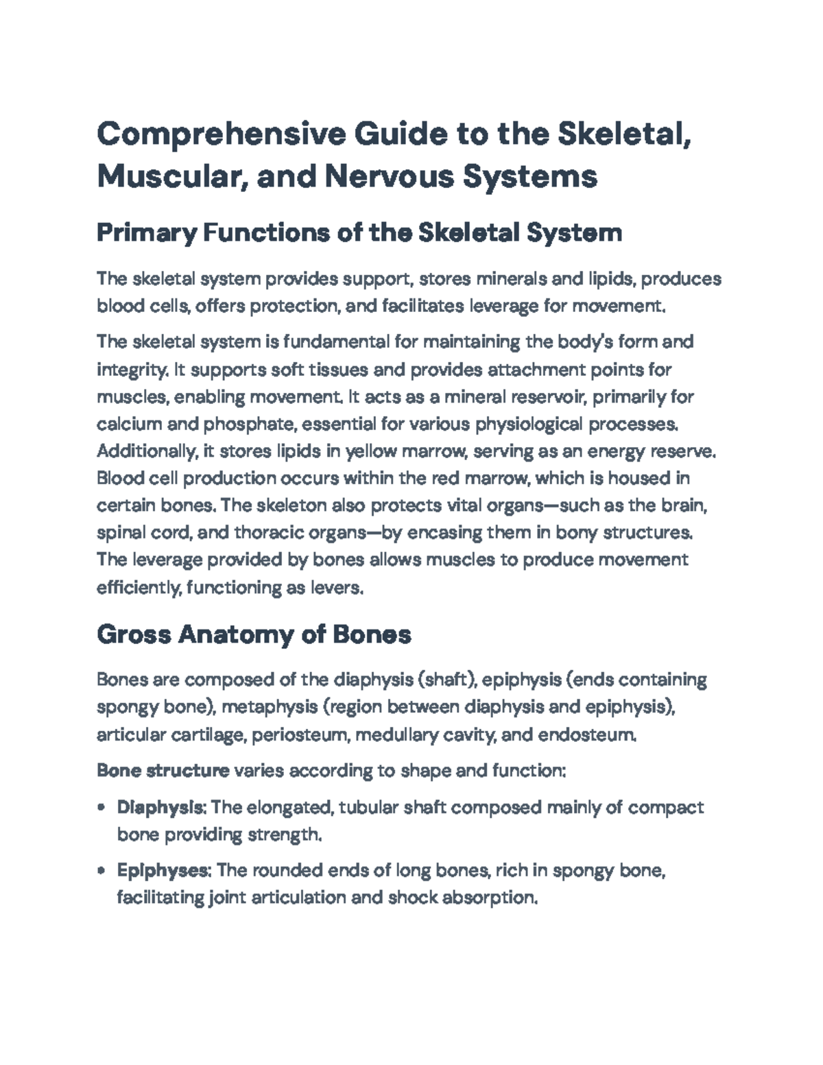 Comprehensive Guide to Human Skeletal, Muscular, and Nervous Systems ...