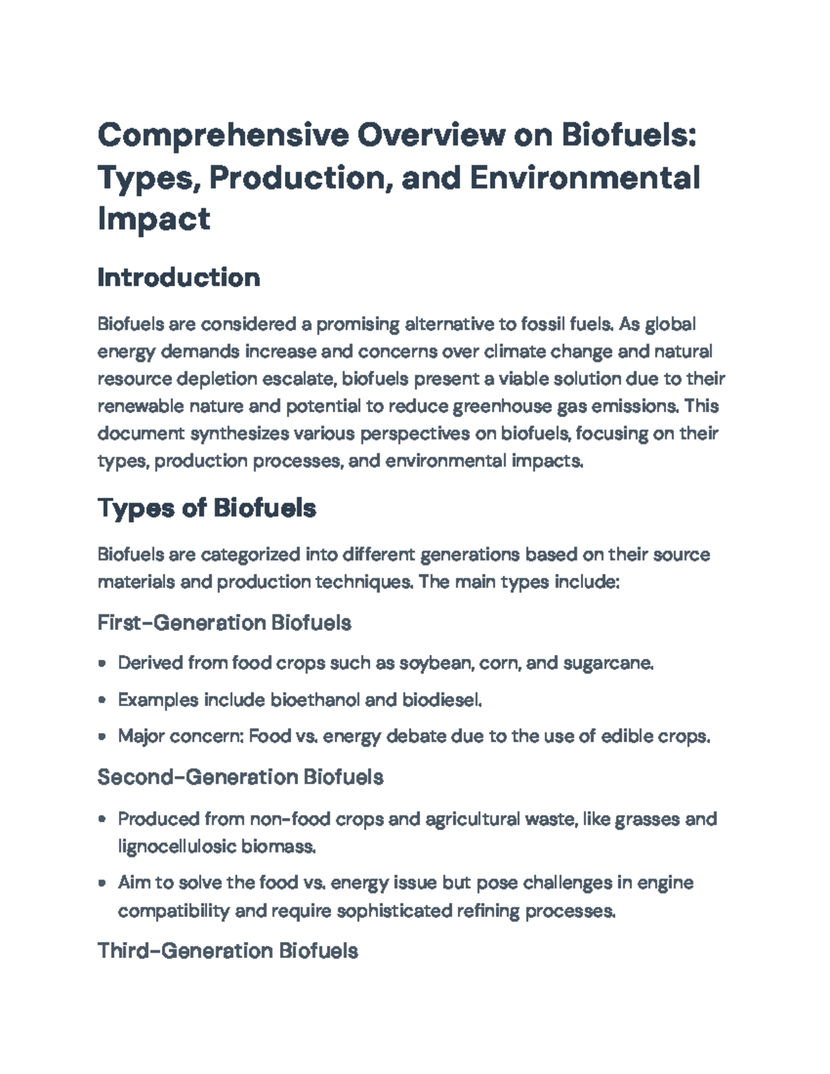 Comprehensive Overview of Biofuels: Types, Production, and Impact ...