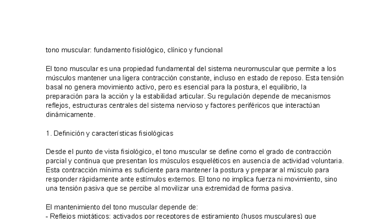 Tono Muscular: Fundamentos Fisiológicos y Clínicos en Salud - Studocu