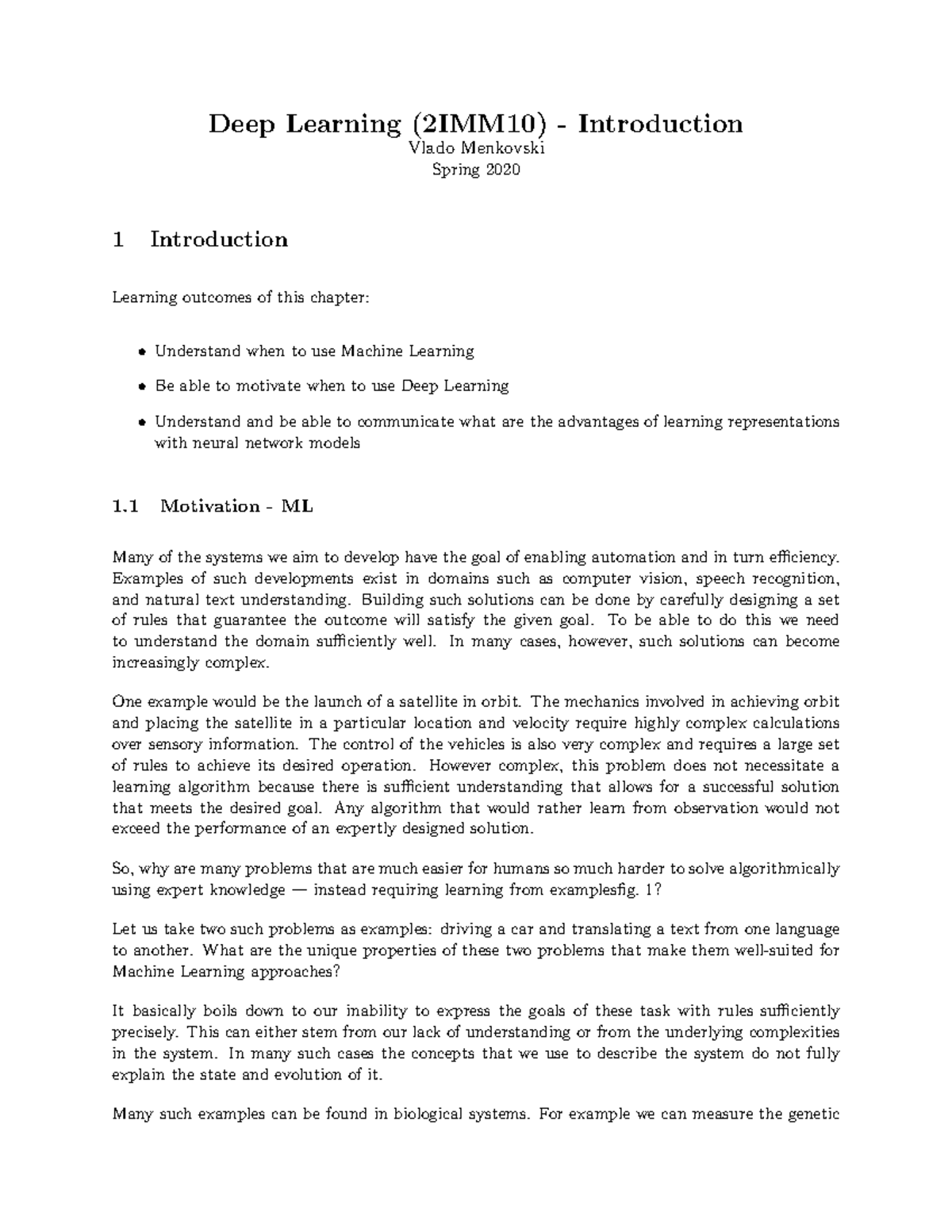 Deep Learning - 2IMM10 Lecture Notes - Deep Learning (2IMM10 ...