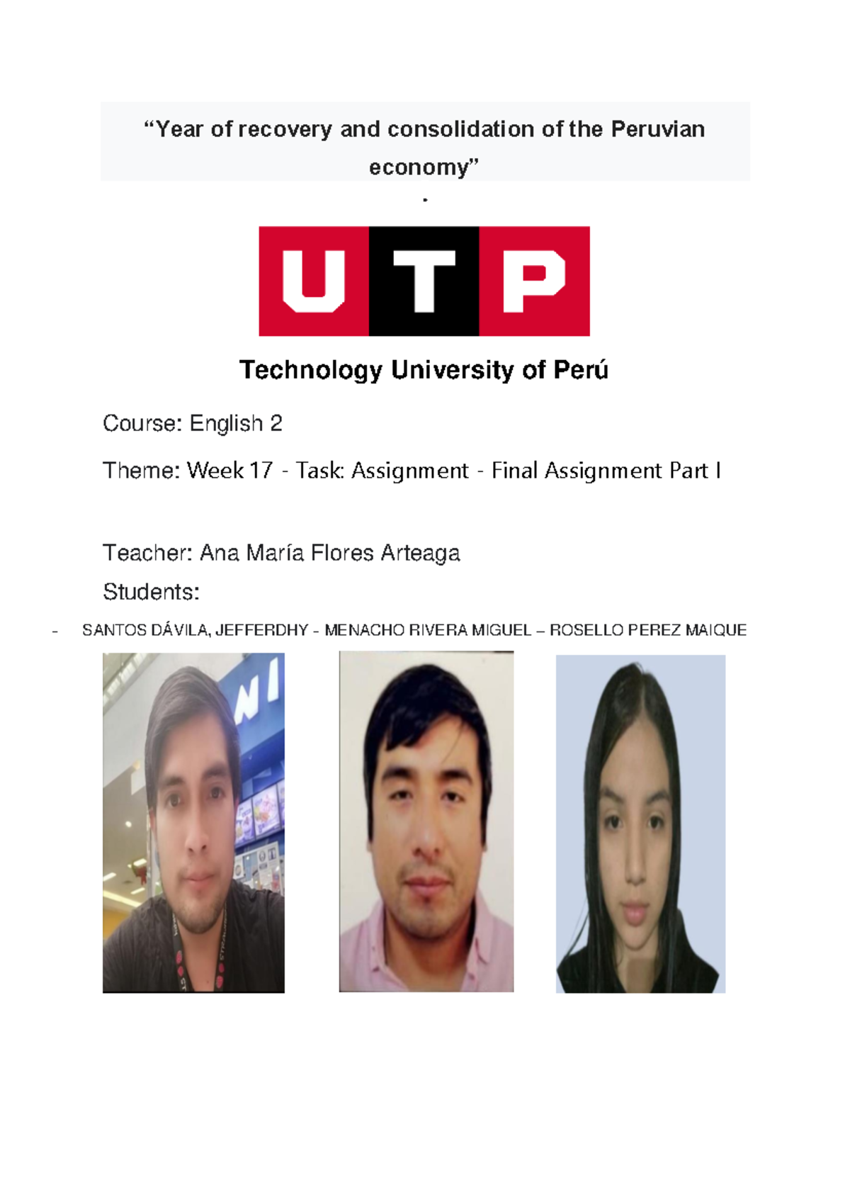 English 2 - Week 17 Final Assignment Part I - Studocu