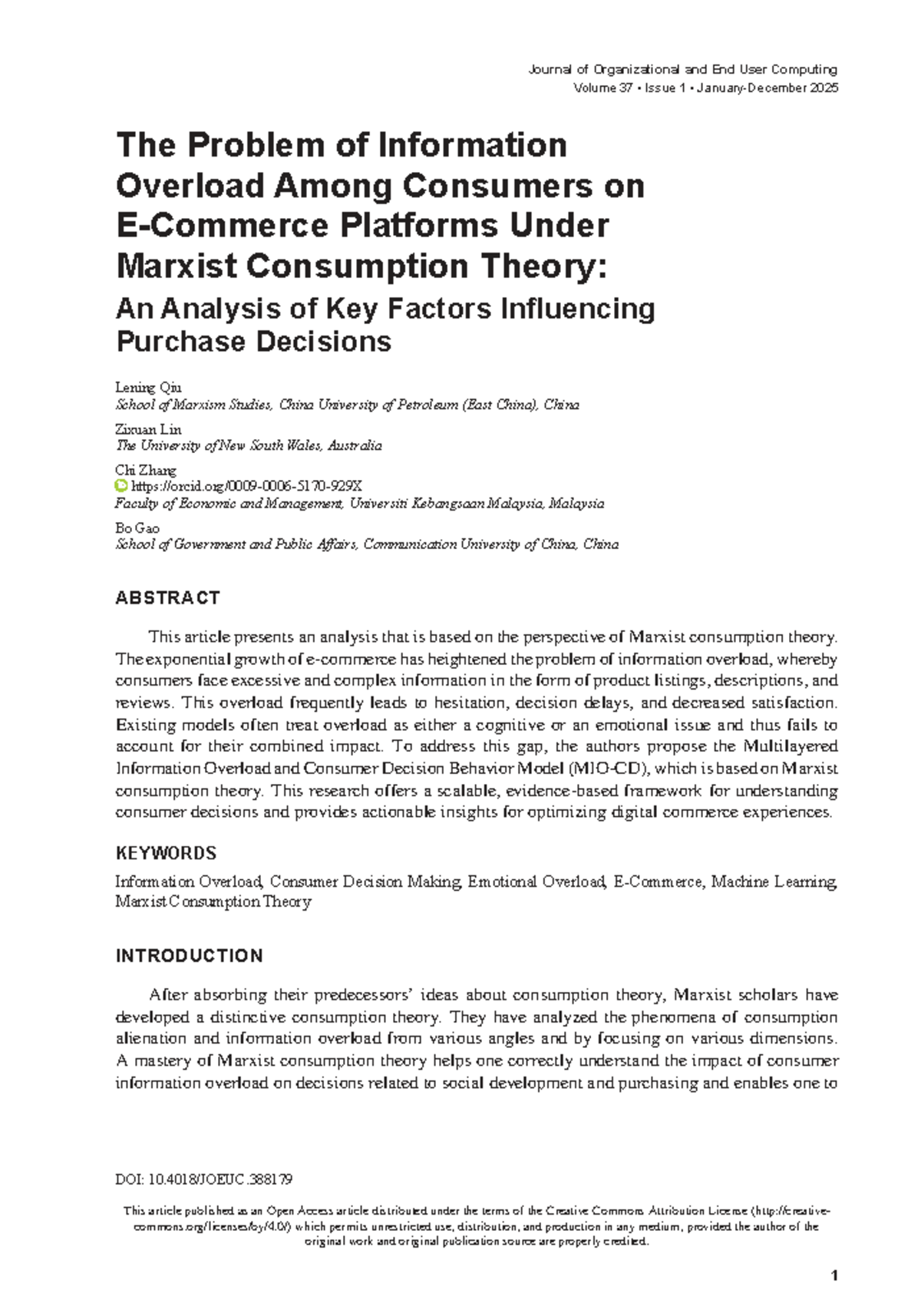 The Problem of Information Overload on E-Commerce Platforms: A Marxist ...