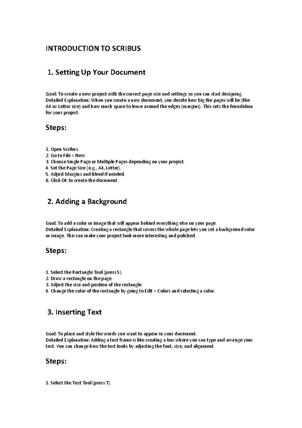 Scribus Guide: Key Steps for Document Creation and Design - Studocu