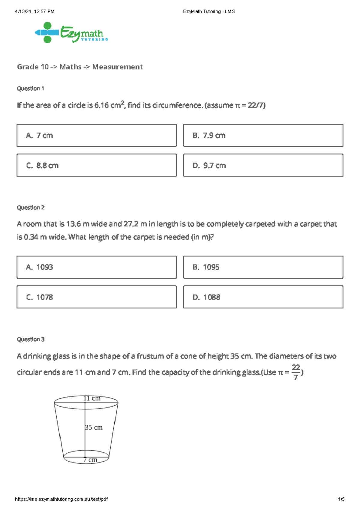 Year 9 measurements notes - algebra - Grade 10 -> Maths -> Measurement ...