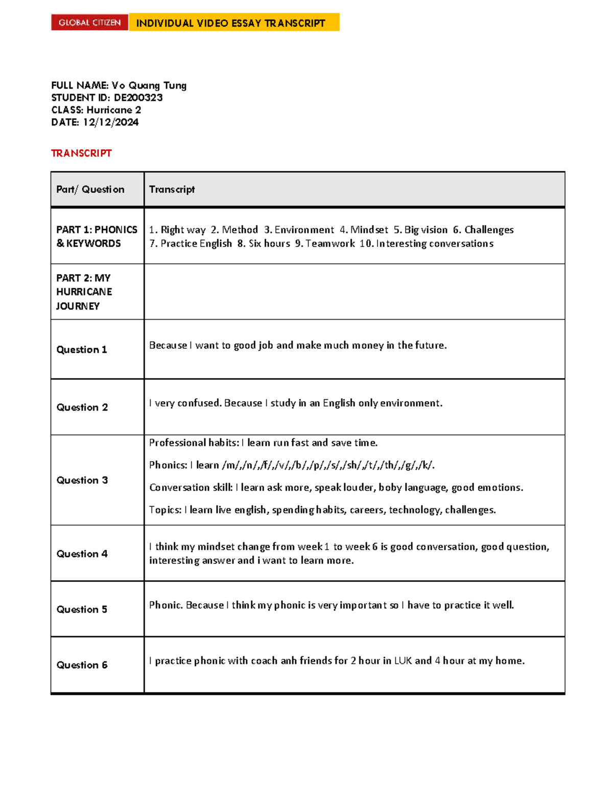 Hurricane 2 Individual Video Essay Transcript - Vo Quang Tung ...