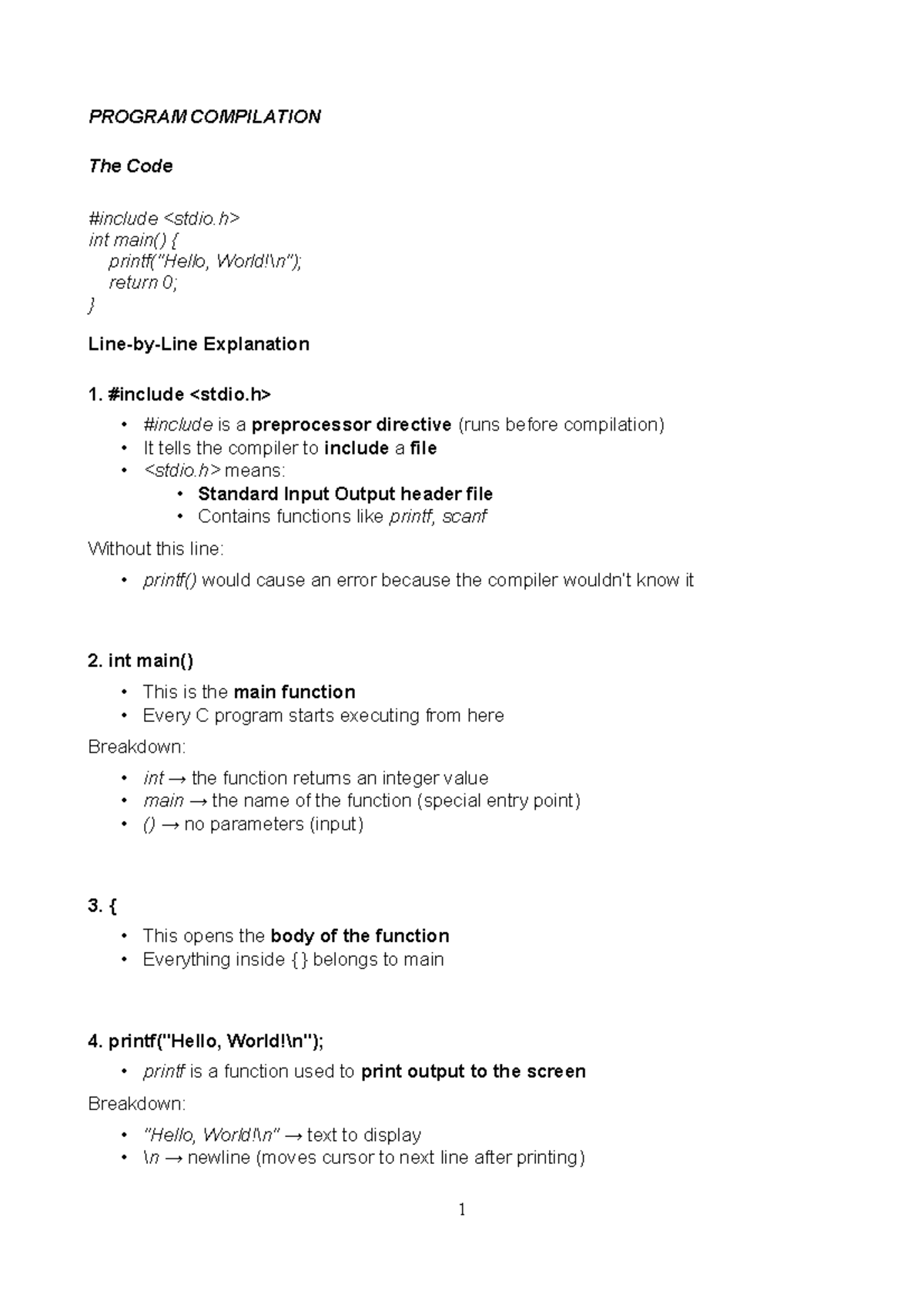 Week 9 IPM - Programming: Understanding C Program Compilation - Studocu