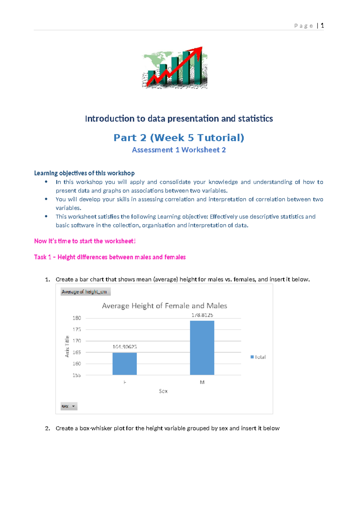 Worksheet 2 Stats 2 - Introduction to data presentation and statistics ...